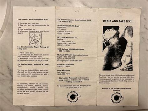 Dykes And Safe Sex Pamphlet By The Lesbian Avengers Peoples Graphic