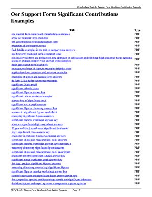 Fillable Online Oer Support Form Significant Contributions Examples Oer Support Form