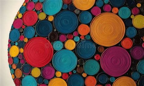 Vibrant Abstract Composition Overlapping Circles In Various Colors Including Red Blue Yellow