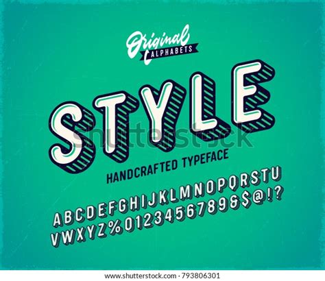 기울어진 스타일 빈티지 3d 산세리프 글꼴둥근 스톡 벡터로열티 프리 793806301