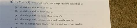 solved 2 for {a b construct dfa s that accept the sets