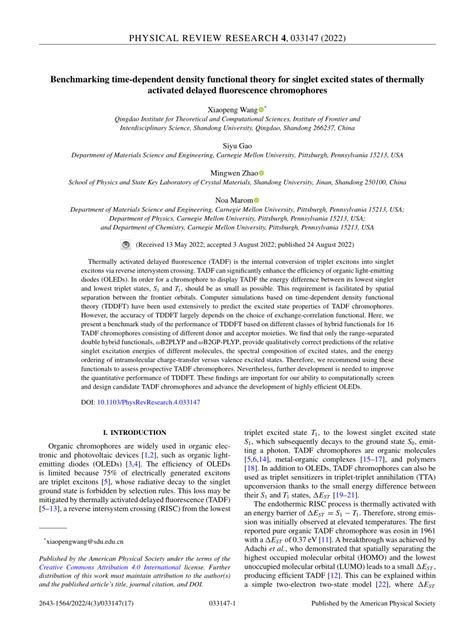 Pdf Benchmarking Time Dependent Density Functional Theory For Singlet Excited States Of