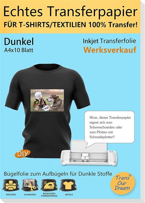Transourdream Echte Bügelfolie A4x10 1 A3 Silikonpapier Transferfolie