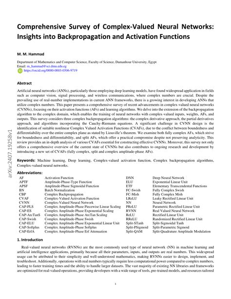 Pdf Comprehensive Survey Of Complex Valued Neural Networks Insights Into Backpropagation And