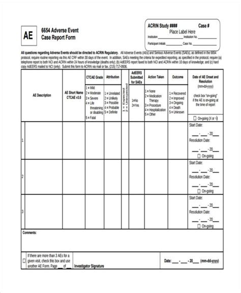 Case Report Form Template Sampletemplate My Id