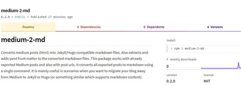 Medium 2 Md Convert Medium Posts To Markdown With Front Matter Hackernoon
