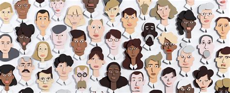 많은 사람들의 얼굴이 종이로 만들어졌습니다 사람들은 연령과 직업적 배경을 다릅니다 용지 절단 설계 3d 렌더 여자에 대한 스톡 사진 및 기타 이미지 Istock