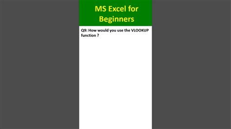Q9 What Is Vlookup Function Msex Excelinterviewquestionsandanswers Excel