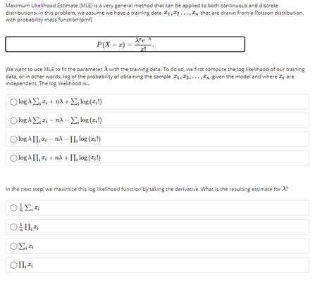 Solved Maximum Likelihood Estimate MLE Is A Very General Chegg Com
