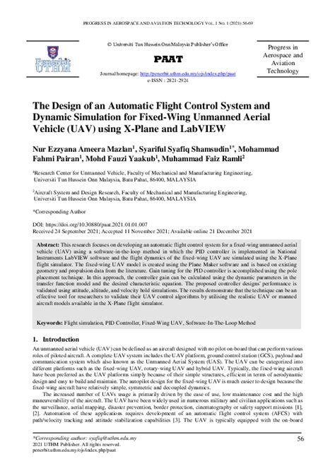 Pdf The Design Of An Automatic Flight Control System And Dynamic Simulation For Fixed Wing