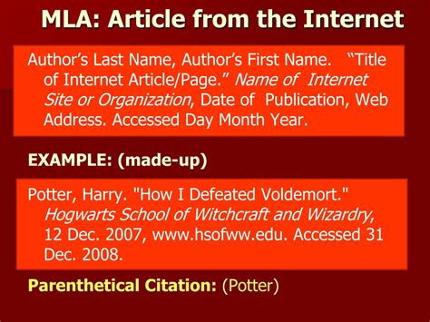 PPT MLA FORMAT PowerPoint Presentation Free Download ID