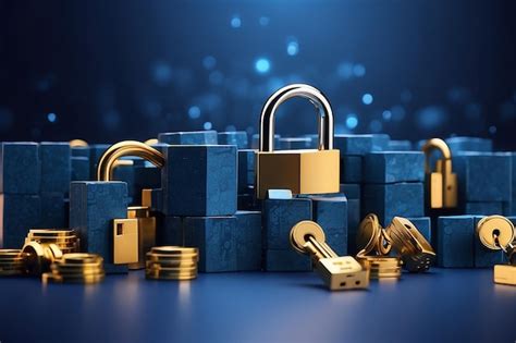 Premium Photo Blocks With Locks On Dark Blue Background Future