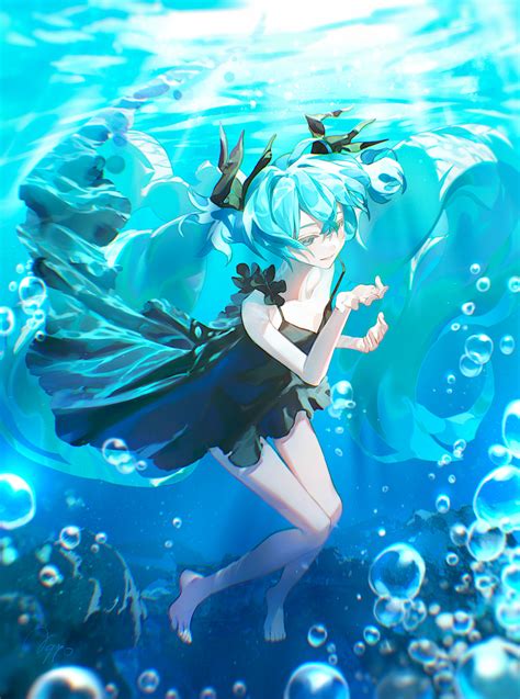 Safebooru 1girl Absurdres Agyou Sonokou L Air Bubble Aqua Eyes Aqua