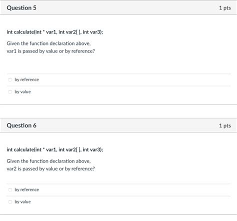 Solved Question 5 1 Pts Int Calculateint Var1 Int Var2