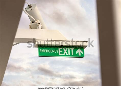 Emergency Exit Sign Green White Text Stock Photo Shutterstock
