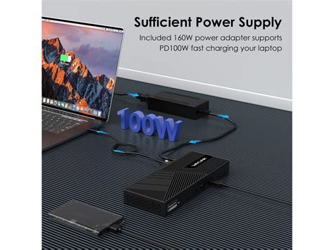 Wavlink Displaylink Laptop Docking Station Triple Monitor 4k 60hz For 3 Monitors 100w Charging
