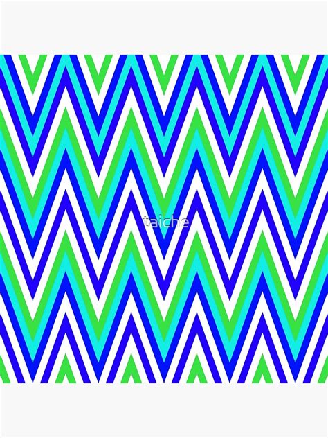 Chevron Design In Deep Blue Lime Green Zigzags Poster For Sale By
