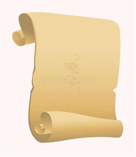 Parchment Paper Scroll Papyrus Empty Frame Blank In Cartoon Style