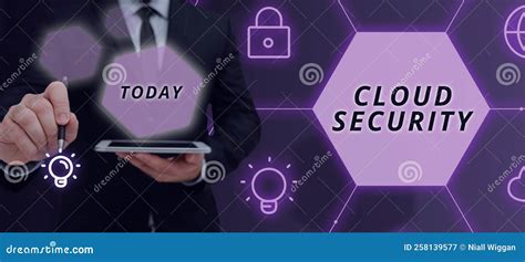 Hand Writing Sign Cloud Security Word For Imposing A Secured System Of Existing Data In The