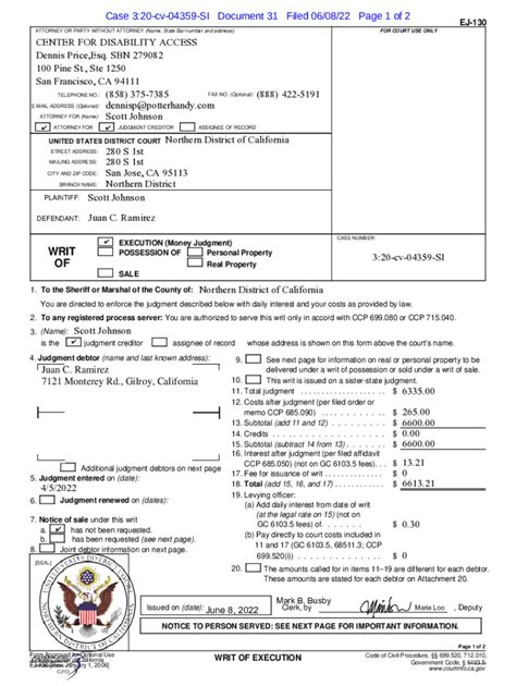 Fillable Online WRIT OF EXECUTION Fax Email Print PdfFiller