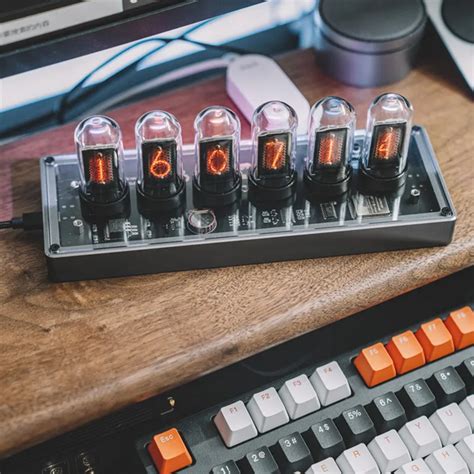 Lighted Digital Desk Clocks RGB LED Tube Clock Vintage Digital Nixie Clock 6 Bit Time Po Display