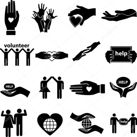 volunteer help icons set — stock vector © sdp creations 65987891