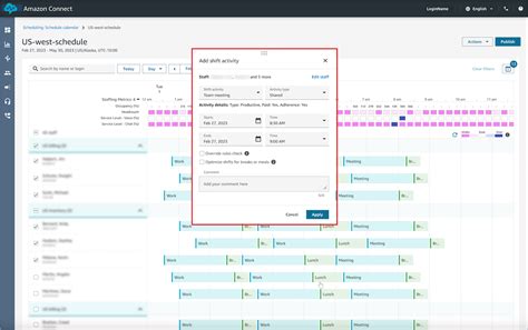 Add Shift Activities In Draft Or Published Schedules Amazon Connect