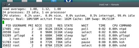 load average 1 0 with cpu idle 98 9 r openbsd