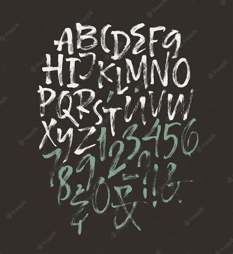 필기 스크립트 글꼴 브러시 글꼴 대문자 숫자 문장 부호 무료 벡터