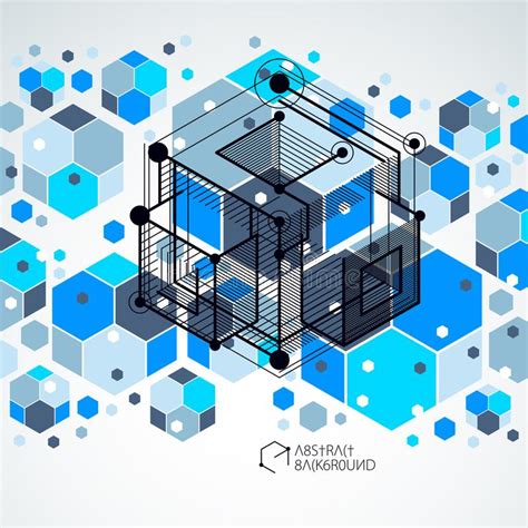 Vector Of Abstract Geometric 3d Cube Pattern And Blue Background Stock