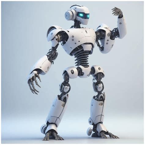 Premium Vector The Robot Assistant Points His Finger To The Side