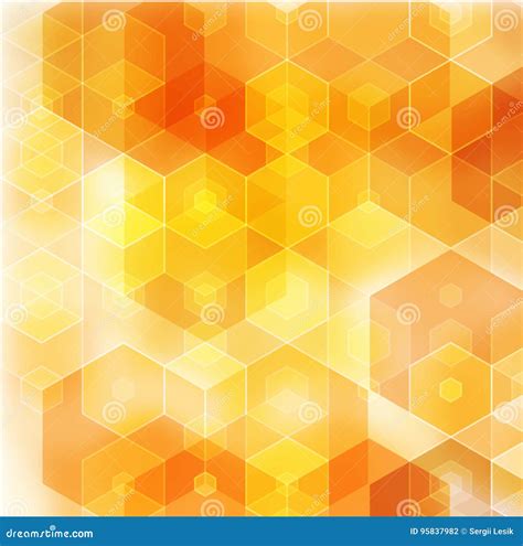 Geometric Orange Background With Triangular Polygons Abstract Design Stock Vector