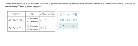 Solved The Sequences Below Are Either Arithmetic Sequences Chegg Com