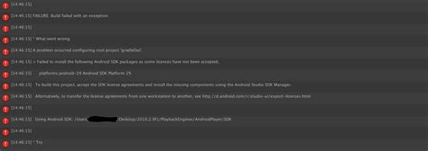 Unity Build Error Failed To Install The Following Android Sdk Packages As Some Licences Have