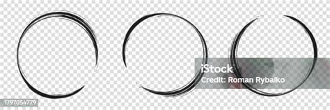 마커가 있는 원형 낙서 스케치 원형 프레임 세트입니다 컬렉션 손으로 그린 둥근 모양입니다 투명한 배경에 벡터 그림입니다 개체 그룹에 대한 스톡 벡터 아트 및 기타 이미지