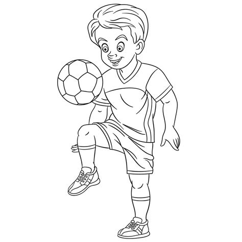 Premium Vector Cute Young Football Player Cartoon Coloring Book Page
