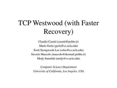 Ppt Tcp Westwood With Faster Recovery Powerpoint Presentation Free