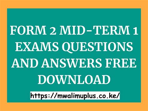 FORM 2 MID TERM 1 EXAMS QUESTIONS AND ANSWERS Mwalimu Plus Kenya