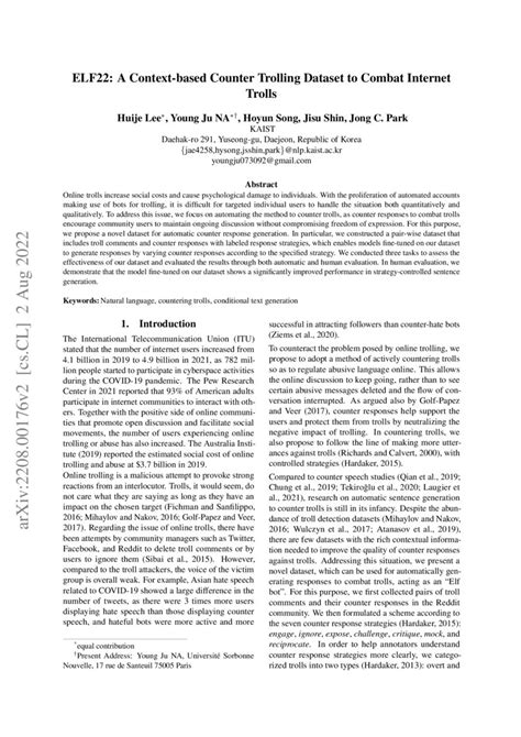 Elf22 A Context Based Counter Trolling Dataset To Combat Internet