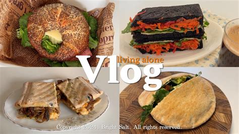 자취 브이로그 출근길 🥪 샌드위치 만들기 2 🥒오이 베이글 샌드위치 햄치즈🧀 소금빵 샌드위치 불고기 파니니 🍗치킨 🥑아보카도 피타브레드 🥕당근라페 샌드위치