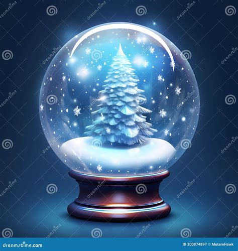 Clare Ball And In It A Christmas Tree And Falling Snow Xmas Tree As A Symbol Of Christmas Of