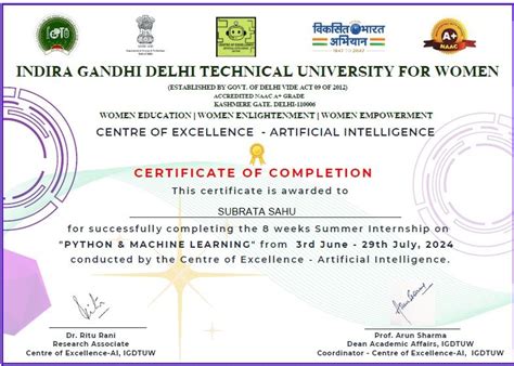 Subrata Sahu On Linkedin Completed 8 Weeks Summer Internship On Python