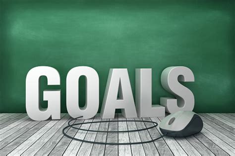 칠판 배경에 컴퓨터 마우스와 3d 단어 목표 3d 렌더링 3차원 형태에 대한 스톡 사진 및 기타 이미지 3차원 형태 경영자