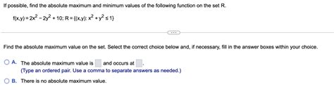 solved find the absolute maximum and minimum values of the