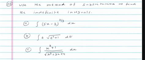 Solved Use The Method Of Substitution To Find The Indefinite