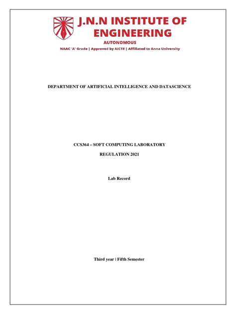 Soft Computing Lab Record Pdf Artificial Neural Network Machine