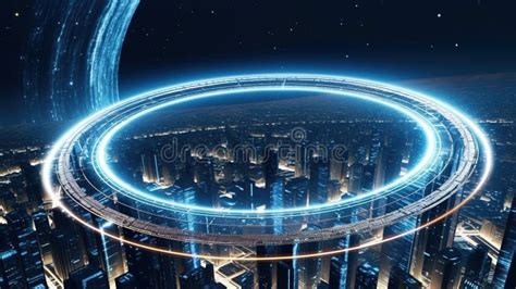 Moonlit U Turn On A Moebius Strip Space Station Stock Illustration