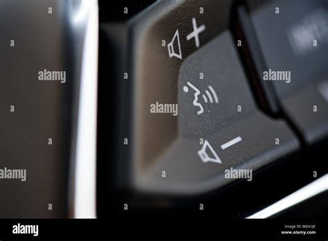 Modern Car Audio System Control Button On A Steering Wheel With Voice