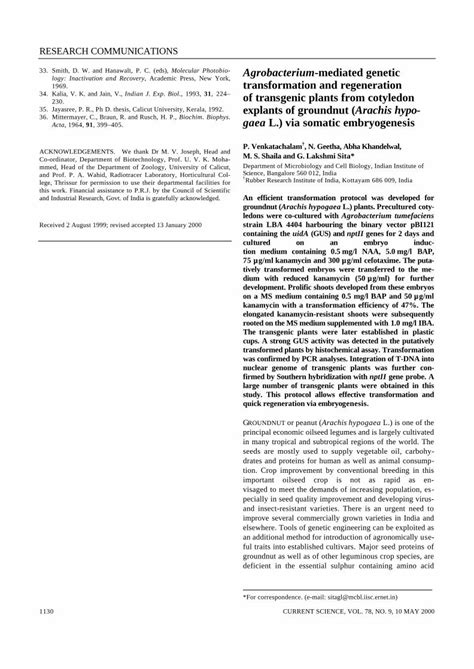 Pdf Agrobacterium Mediated Genetic Transformation And Regeneration