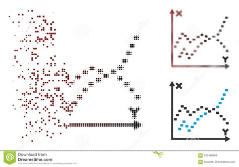 Dissolved Pixel Halftone Dotted Functions Plot Icon Stock Vector